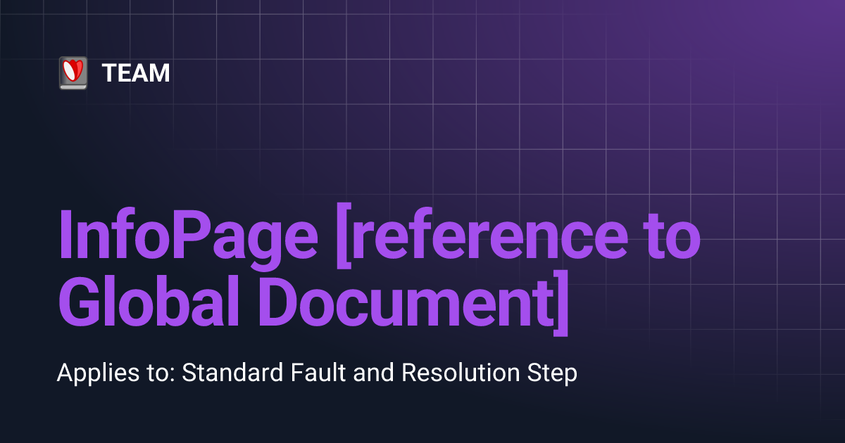 InfoPage [reference to Global Document] | TEAM